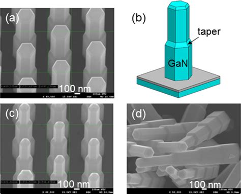 A Tilted Sem Image Of A Two Section N Gan Nr Array B Schematic