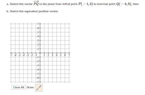 solved a sketch the vector pq in the plane from initial point p 1 5