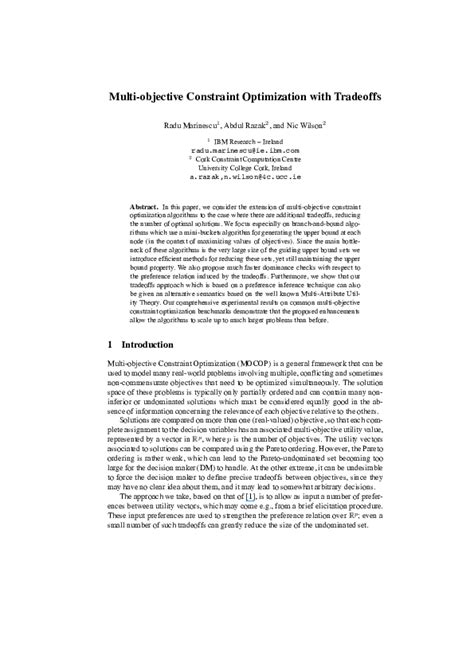 Pdf Multi Objective Constraint Optimization With Tradeoffs