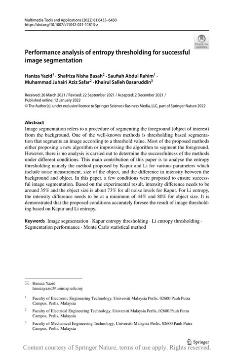 performance analysis of entropy thresholding for successful image