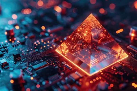 Illustration Of A Pyramid On A Circuit Board Symbolizing The Fusion Of Illustration Of A Pyramid On A Circuit Board Symbolizing The Fusion Of