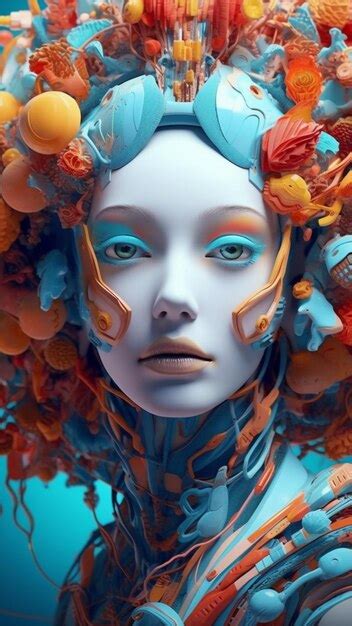 Premium Ai Image 3d Abstract Concept Art Robotic Motifs Mobile Wallpaper