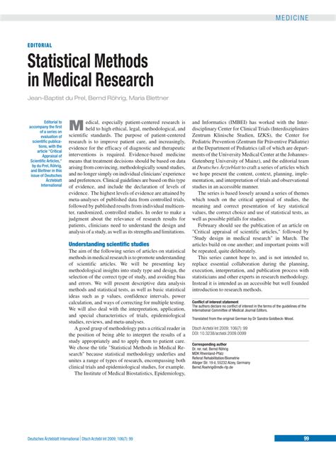 Pdf Statistical Methods In Medical Research
