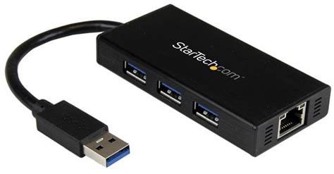 Startech 3 Port Portable Usb 3 0 Hub Plus Gigabit Ethernet Aluminum