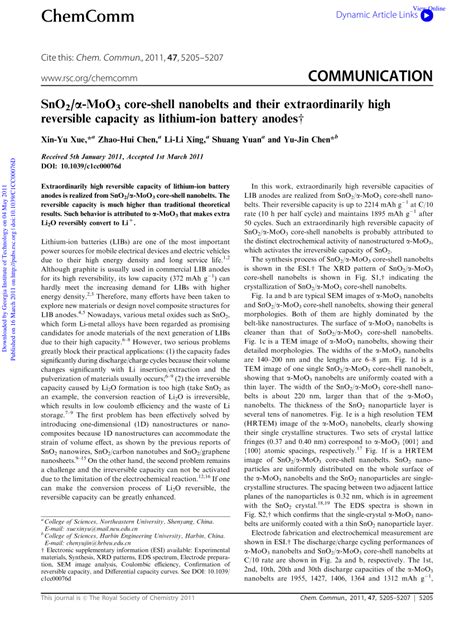 Pdf Sno2 Moo3 Core Shell Nanobelts And Their Extraordinarily High