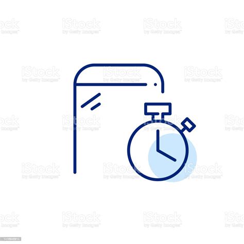 스마트 폰 스톱워치 앱 픽셀 완벽하고 편집 가능한 스트로크 라인 아트 마감일에 대한 스톡 벡터 아트 및 기타 이미지 마감일 인터넷 휴대전화 Istock