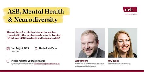 Msb On Linkedin Msb Webinar Asb Mental Health And Neurodiversity