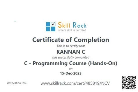 kannan c on linkedin having skillfully completed skillrack c