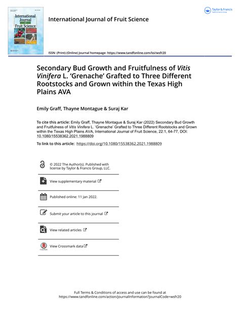Pdf Secondary Bud Growth And Fruitfulness Of Vitis Vinifera L