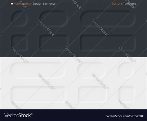 Neomorphic Buttons Set Neomorphism Design Element Vector Image
