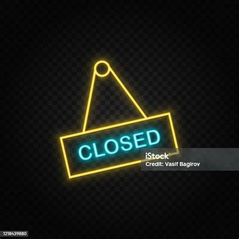닫힘 쇼핑 네온 아이콘 파란색과 노란색 네온 벡터 아이콘입니다 가까운에 대한 스톡 벡터 아트 및 기타 이미지 가까운 개념 건설 산업 Istock