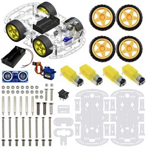 SunRobotics 4WD Robotics Chassis Including Motors Wheels 18650 Battery Holder V2 0 At Rs 949