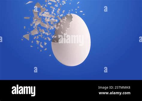 Breaking A Part Of The Eggshell To Small Pieces Abstract Slow Motion