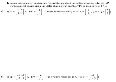 Solved 4 In Each Case You Are Given Eigenvalue Eigenvector