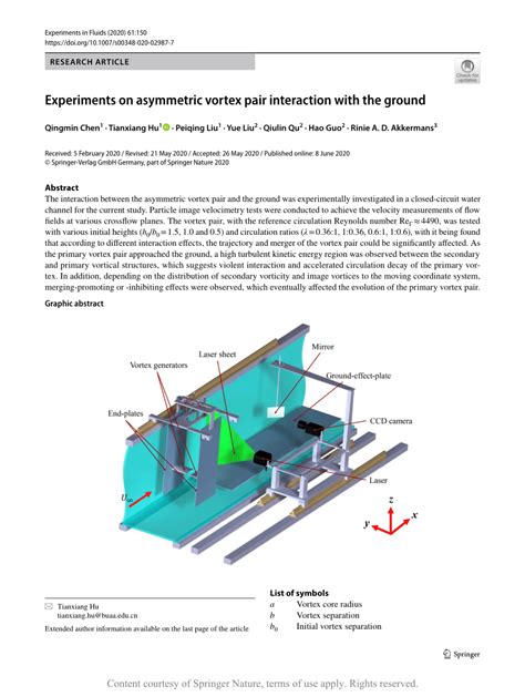 Experiments On Asymmetric Vortex Pair Interaction With The Ground Request Pdf