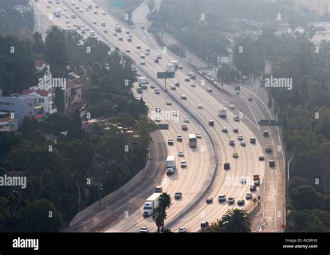 Hollywood Freeway Leading To And From Downtown Los Angeles As Seen From