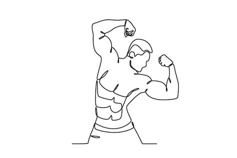 Premium Vector An Athlete Shows His Biceps Bodybuilding Oneline Drawing