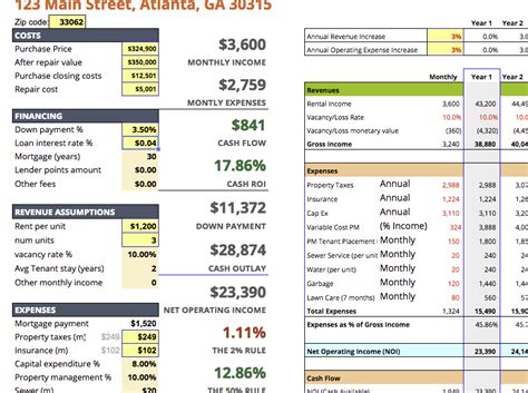 Excel Template Real Estate Investment