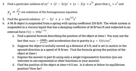 solved 4 find a particular solution of