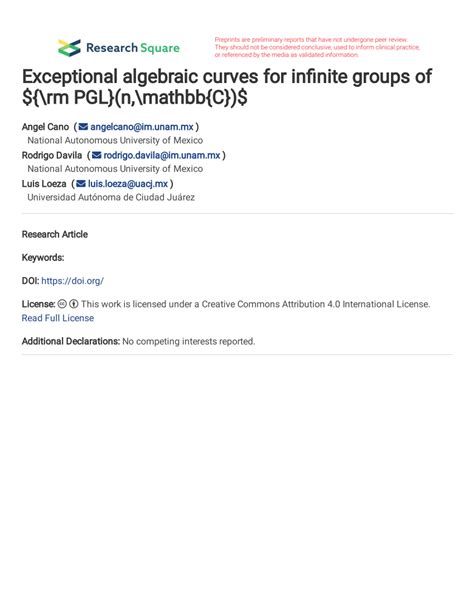 pdf exceptional algebraic curves for infinite groups of pgl n ℂ