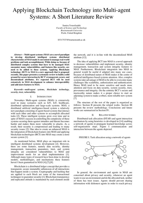 PDF Applying Blockchain Technology Into Multi Agent Systems A Short Literature Review