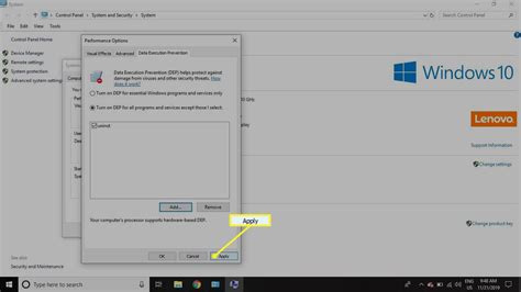 how to exclude programs from dep