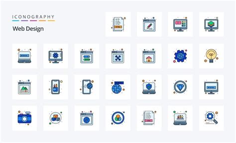 Premium Vector 25 Web Design Line Filled Style Icon Pack