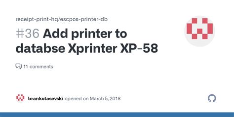 Add Printer To Databse Xprinter Xp 58 · Issue 36 · Receipt Print Hq