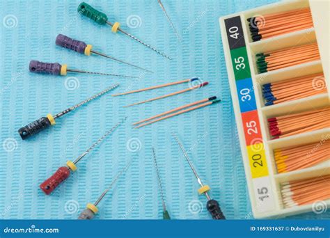 Gutta Percha Pins In A Set Of Different Sizes For Root Canal Filling