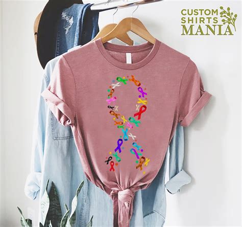 All Cancer Ribbon Colors Shirt Cancer Awareness Tee Fight Cancer
