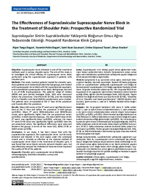 Pdf The Effectiveness Of Supraclavicular Suprascapular Nerve Block In The Treatment Of