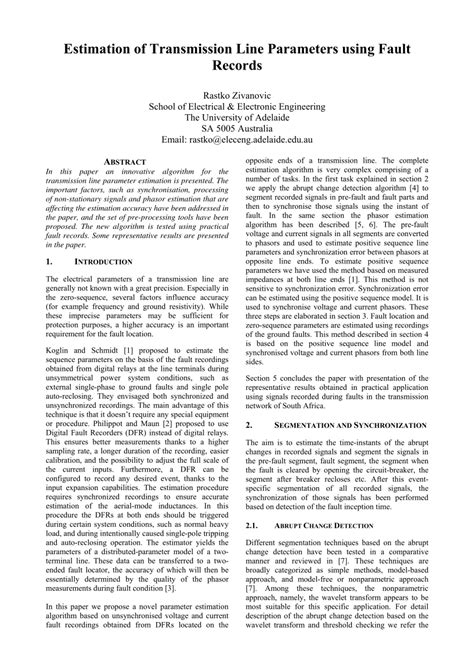 Pdf Estimation Of Transmission Line Parameters Using Fault Records