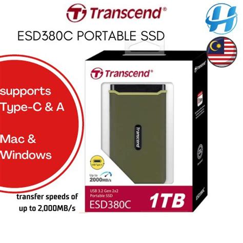 Transcend Esd C Portable Ssd Usb Gen X Type C With Anti Shock Design Shopee Malaysia