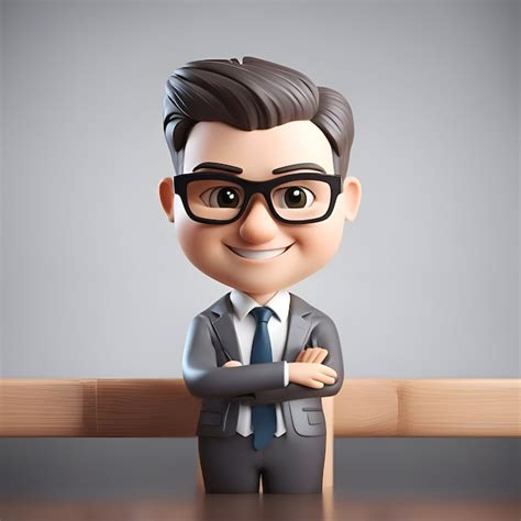 Illustration D d un homme d affaires debout devant la table avec les bras croisés Photo Gratuite