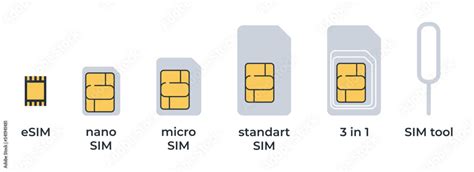 Set Of Different SIM Cards Simple Icons Of Sim Cards And Sim Tool Isolated Stock Vector
