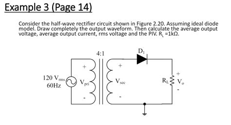 Example 3 Page 14 Consider The Half Wave Rectifier Circuit Shown In