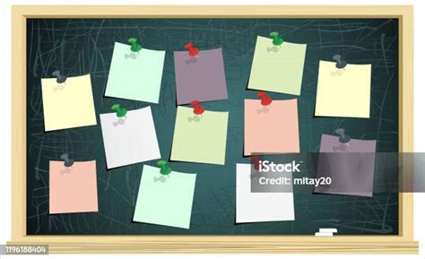 메모 카드에 작업의 전체 벽에 매달려 스크럼 작업 보드 개발 팀 워크 의제 할 일 목록 플랫 스타일의 일러스트레이션 가득 찬에