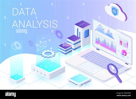 Data Analysis Web Analytics And Marketing Metrics Service Landing Page Isometric Template Stock