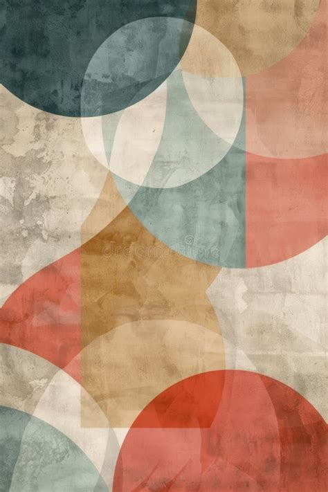 Abstract Art With Large Overlapping Circles And Rectangles In Pastel