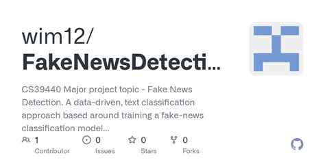 Github Wim Fakenewsdetection Cs Major Project Topic Fake News Detection A Data