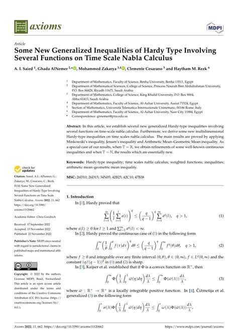 Pdf Some New Generalized Inequalities Of Hardy Type Involving Several Functions On Time Scale