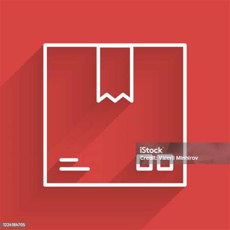 긴 그림자로 격리 된 트래픽 기호 아이콘흰색 라인 골판지 상자입니다 상자 패키지 소포 배송 운송 및 배송 벡터 일러스트레이션 0명에 대한 스톡 벡터 아트 및 기타 이미지