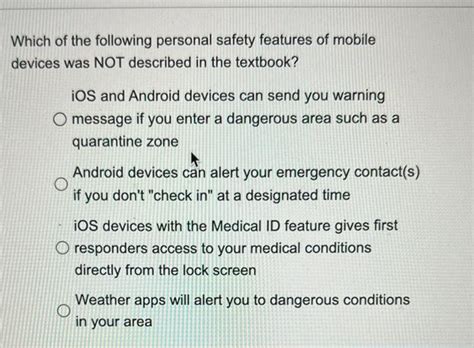 Solved Which Of The Following Personal Safety Features Of