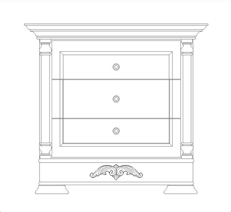 Bedside Table With Drawers DWG CAD Block Free Download