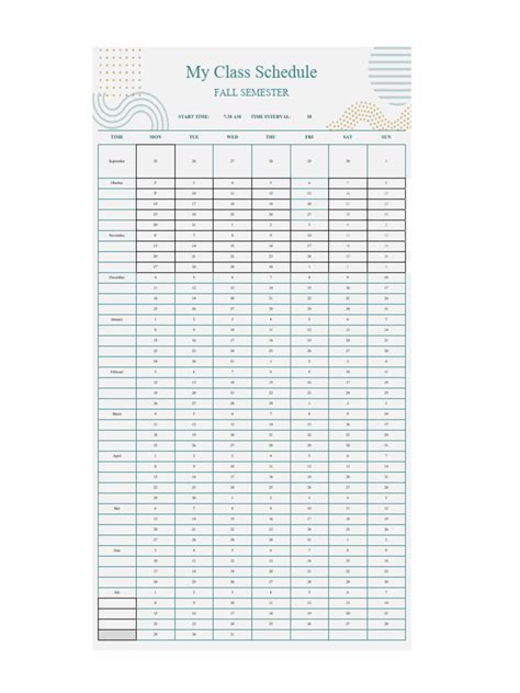 My Class Schedule Pdf
