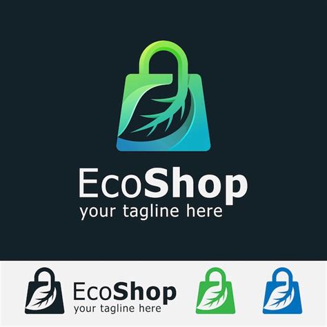 Öko-Shop-Logo. Tasche mit Blatt Logo Konzept Gradient Logo | Premium Vektor