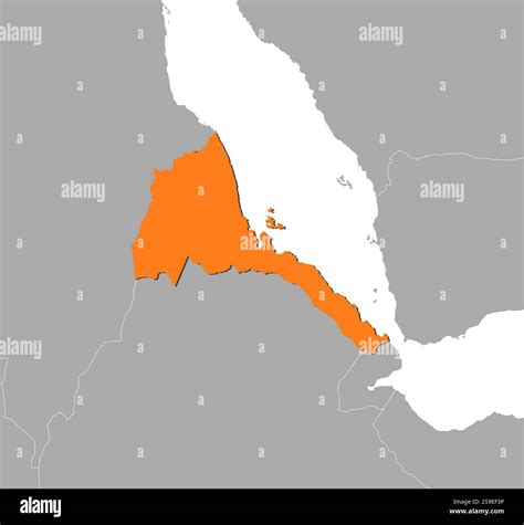 Map Of Eritrea And Nearby Countries Eritrea Is Highlighted In Orange