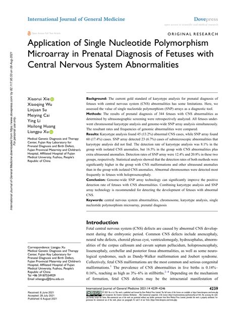 Pdf Application Of Single Nucleotide Polymorphism Microarray In