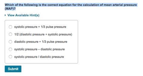 Solved Which Of The Following Is The Correct Equation For