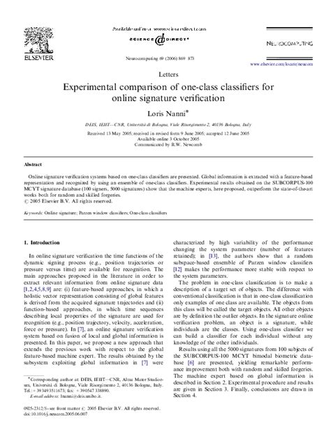 Pdf Experimental Comparison Of One Class Classifiers For Online